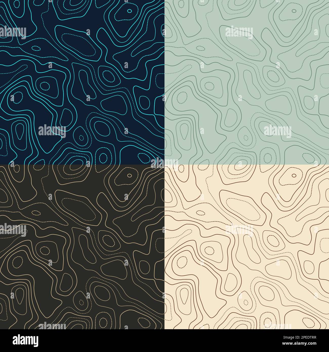 Topography patterns. Seamless elevation map tiles. Amazing isoline ...