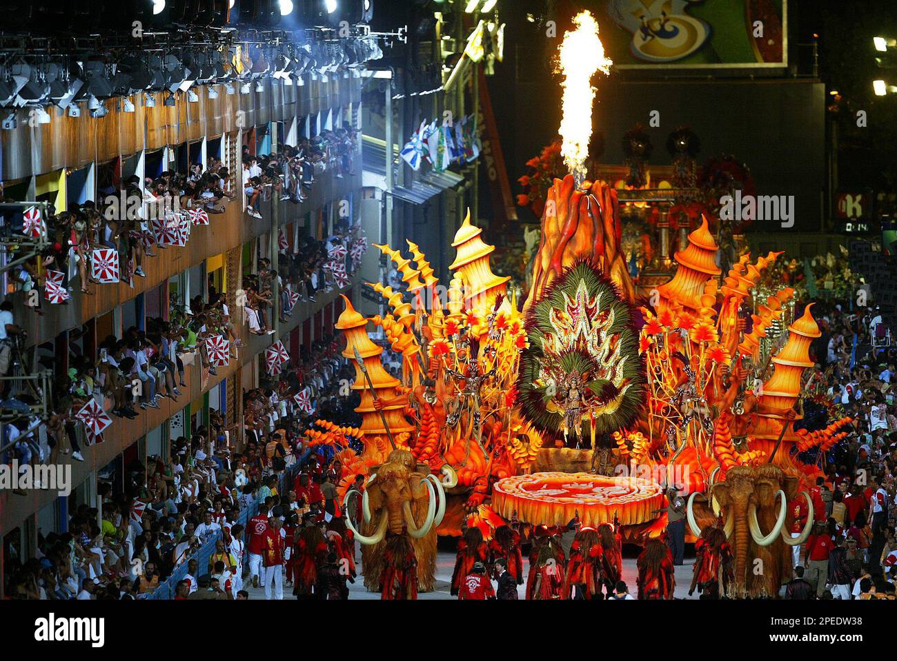 A float expelling fire starts the parade of the Salgueiro samba school ...