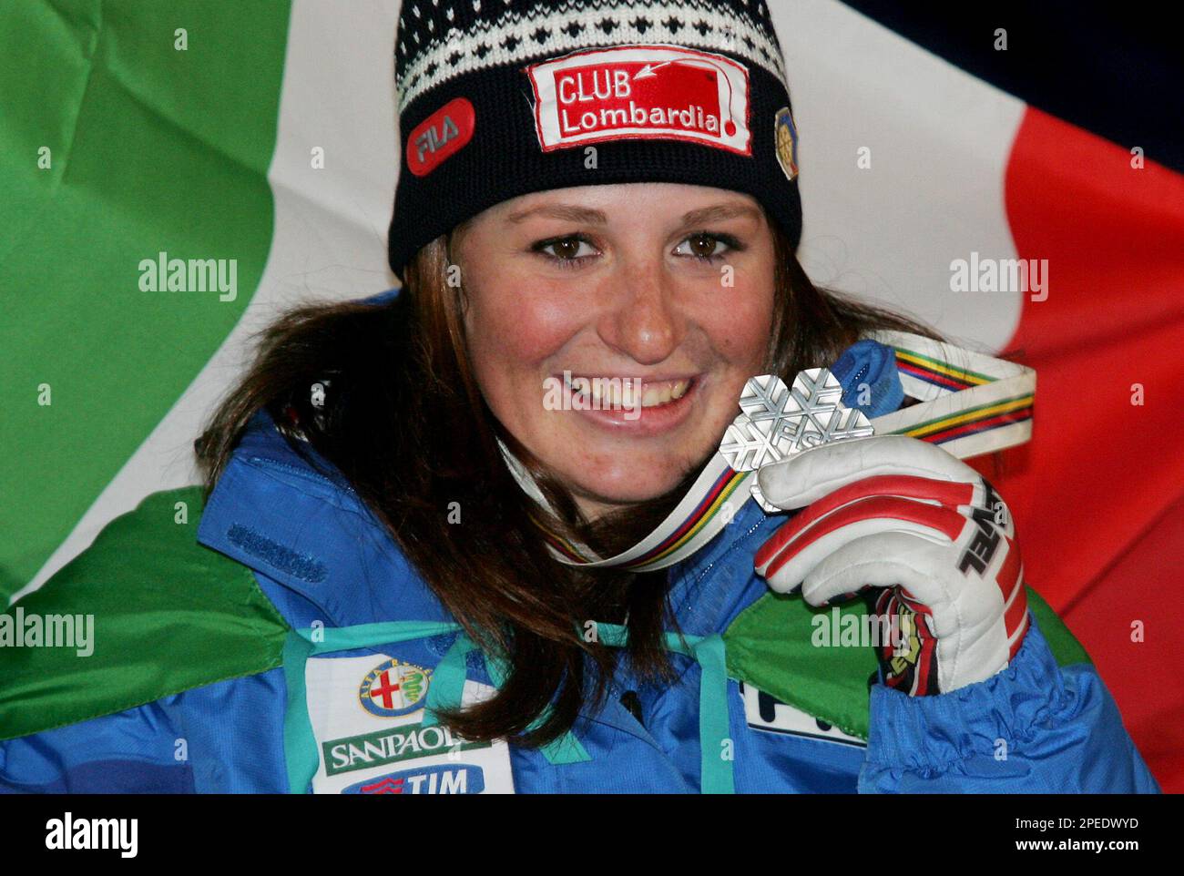 Italy's Elena Fanchini poses with her silver medal in the women's ...