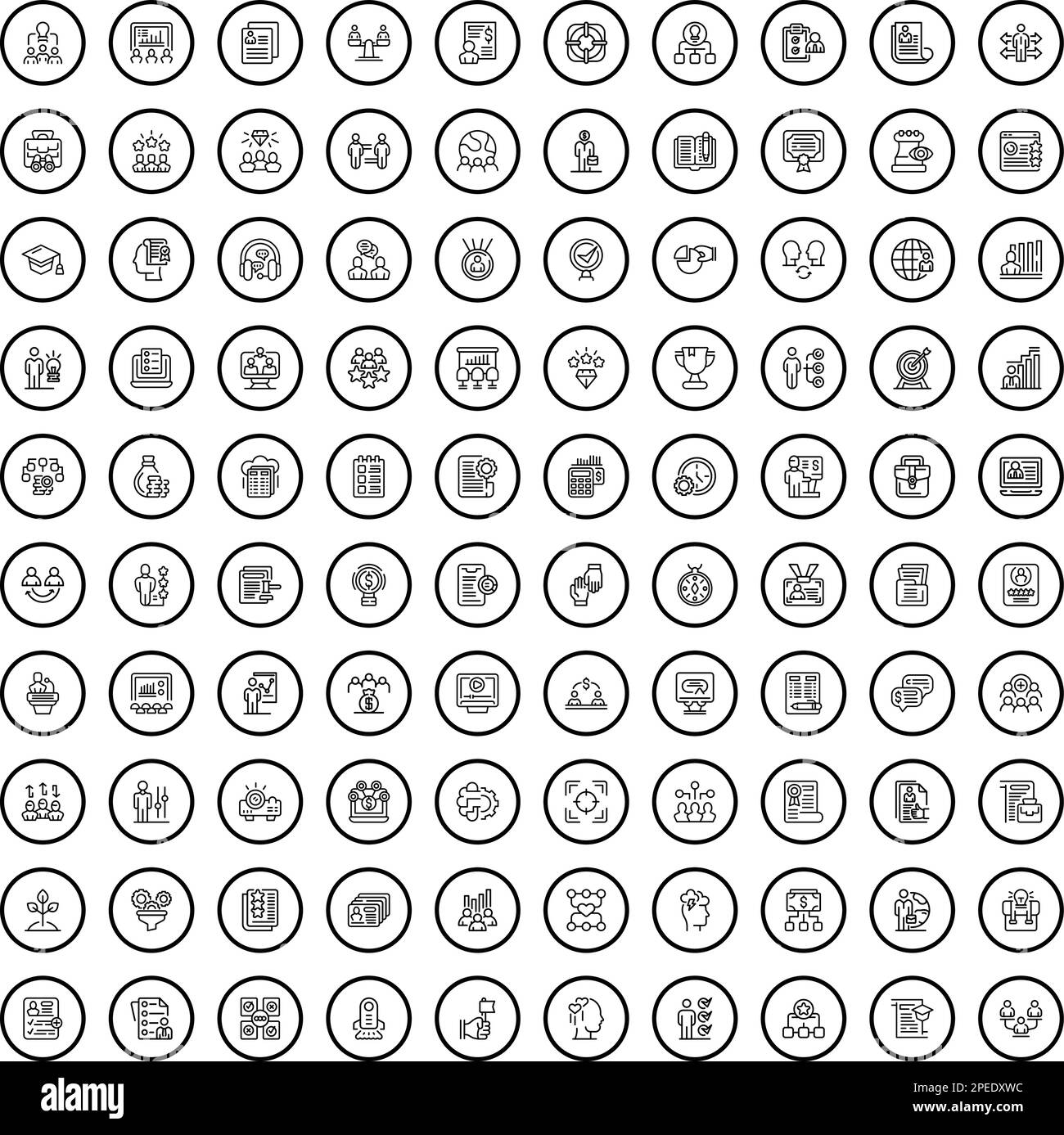 100 job icons set. Outline illustration of 100 job icons vector set ...