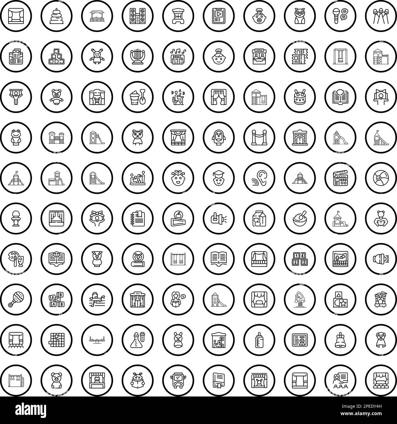 100 kid icons set. Outline illustration of 100 kid icons vector set ...