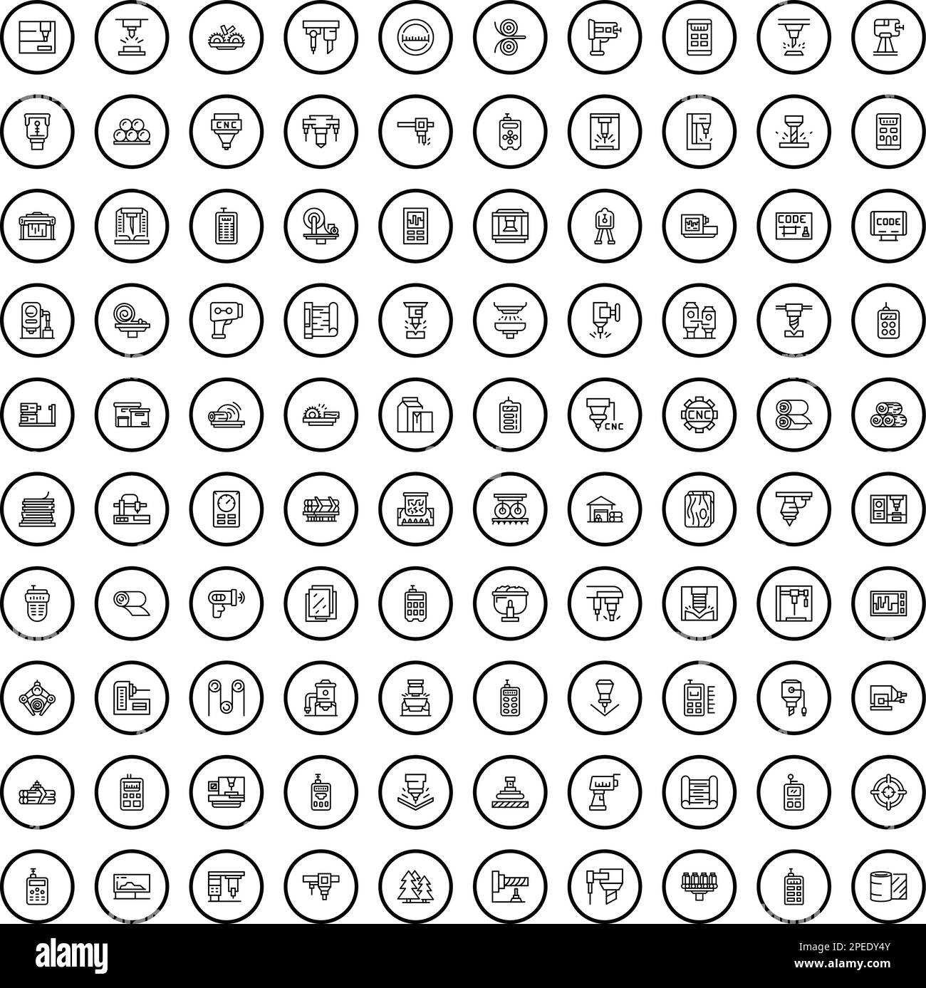 100 engineering icons set. Outline illustration of 100 engineering icons vector set isolated on ...