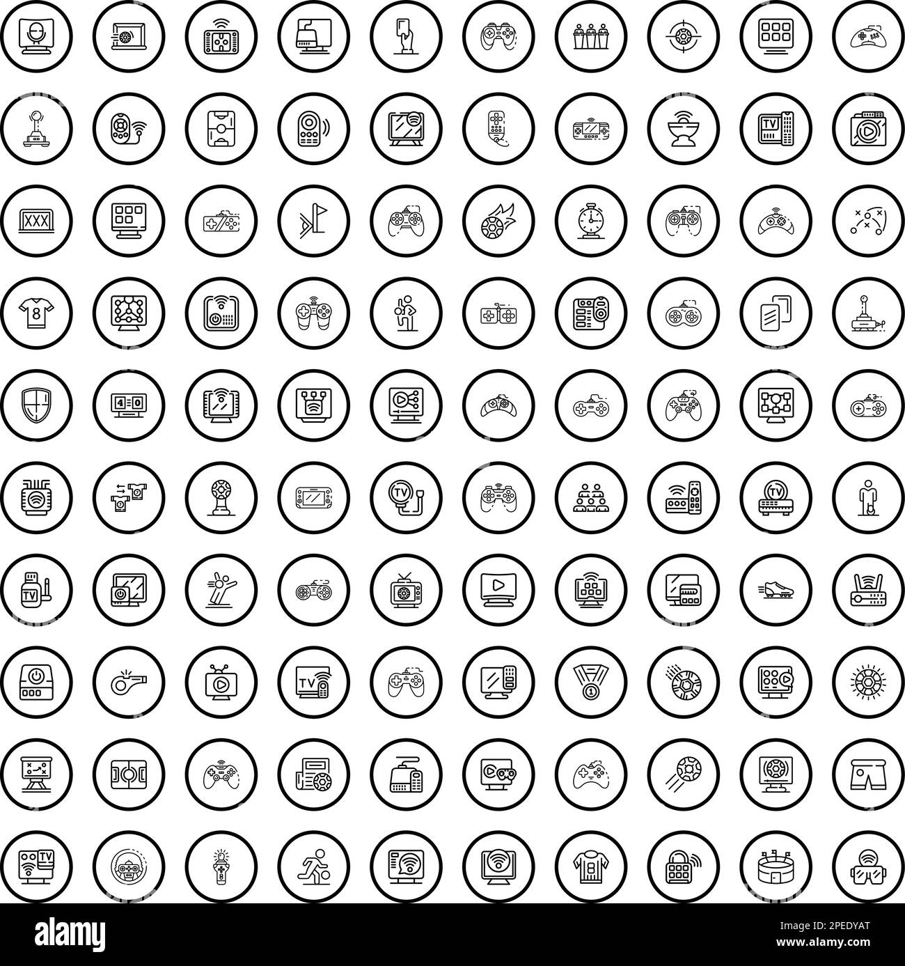 100 entertainment icons set. Outline illustration of 100 entertainment ...