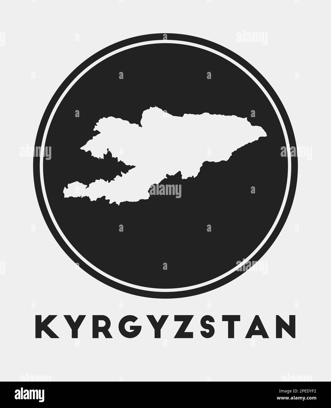 Kyrgyzstan icon. Round logo with country map and title. Stylish ...