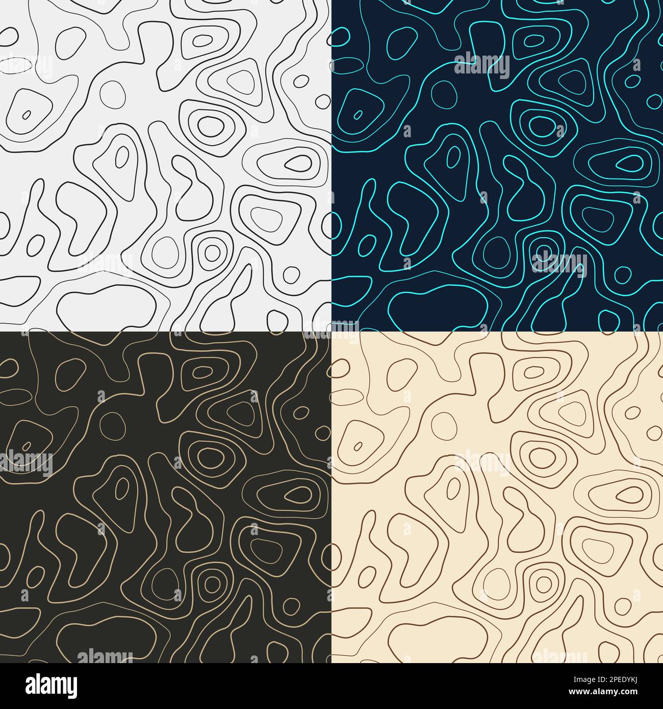 Topography patterns. Seamless elevation map tiles. Amazing isoline ...