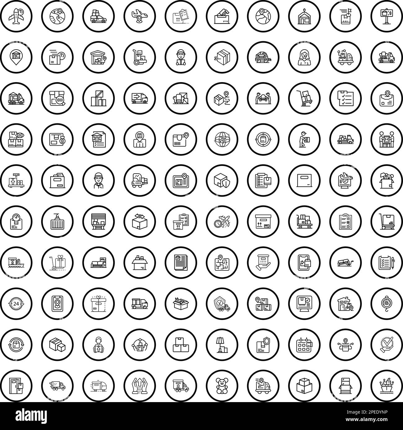 100 logistics icons set. Outline illustration of 100 logistics icons ... 100 logistics icons set. Outline illustration of 100 logistics icons ...