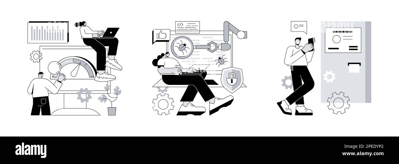 Software Implementation Abstract Concept Vector Illustration Set Benchmark And Automation