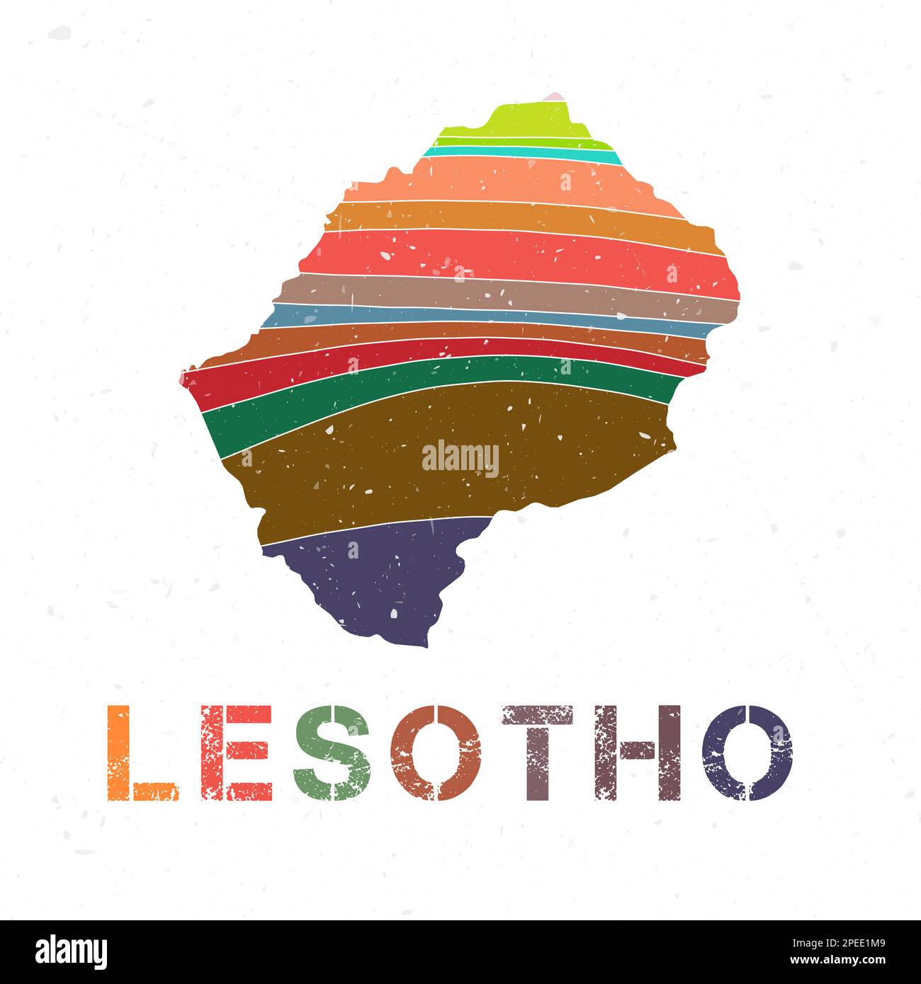 Lesotho map design. Shape of the country with beautiful geometric waves and grunge texture. Cool ...