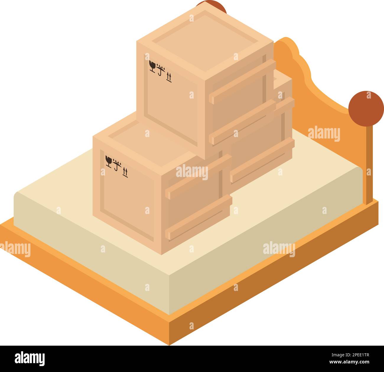 Bedroom furniture icon isometric vector. Several closed parcel box on ...