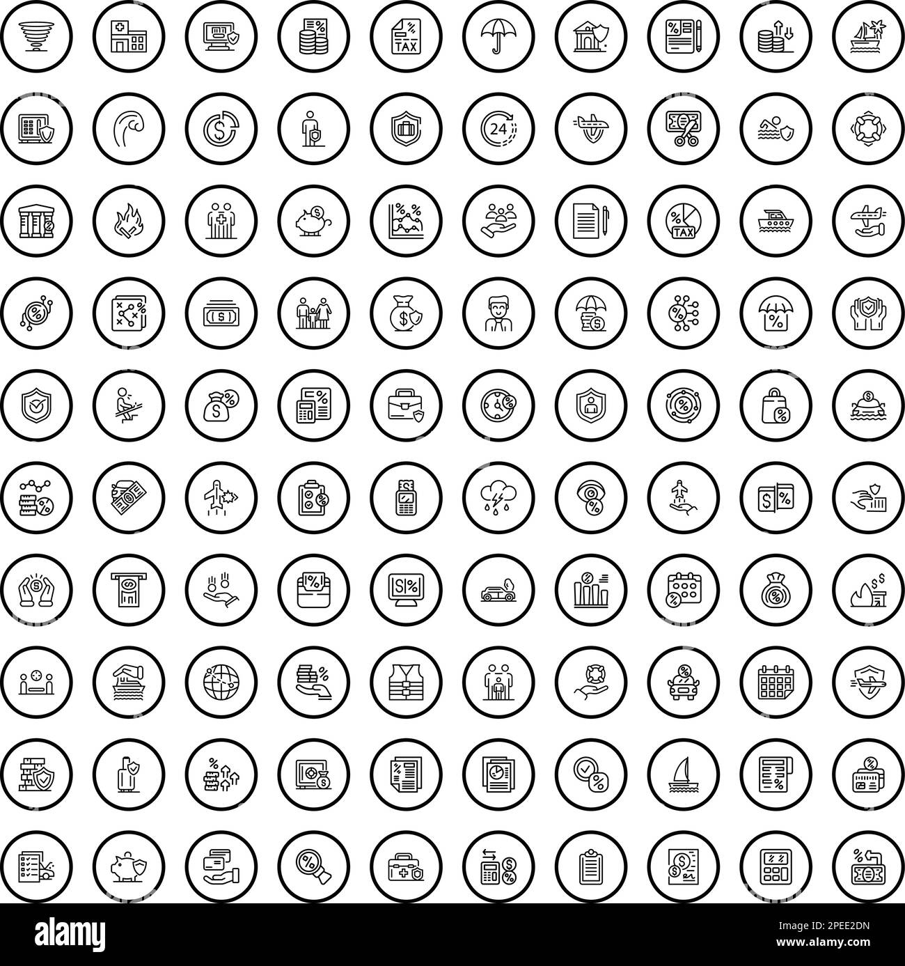 100 finance icons set. Outline illustration of 100 finance icons vector ...