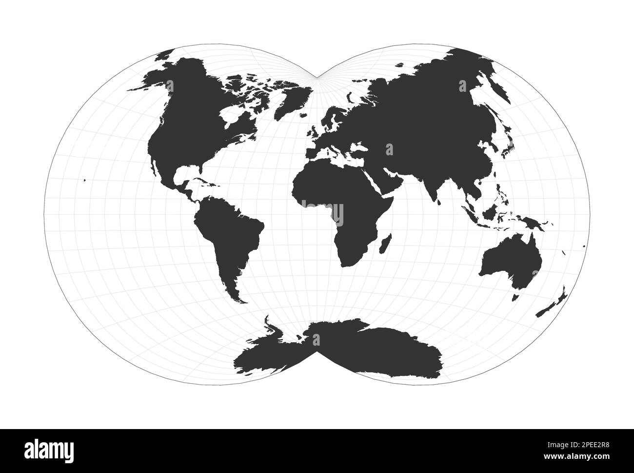 Map of the World. Van der Grinten IV projection. Globe with latitude ...