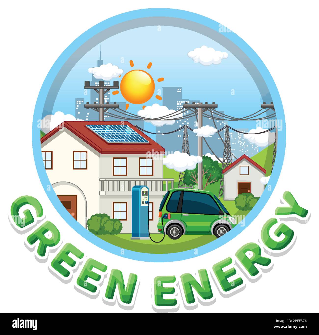 Green energy text banner design illustration Stock Vector Image & Art ...