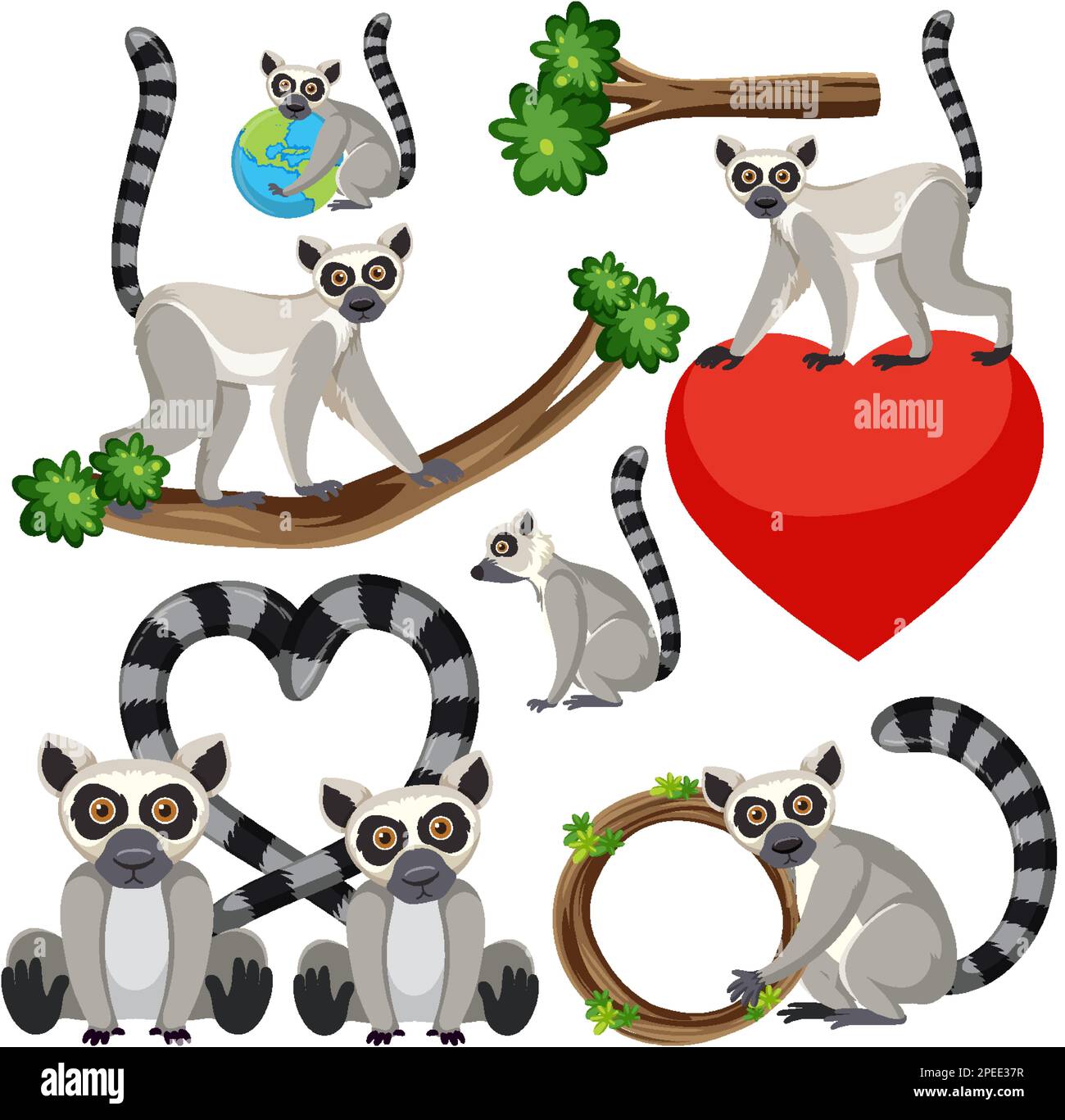 Set of lemur cartoon icon illustration Stock Vector Image & Art - Alamy