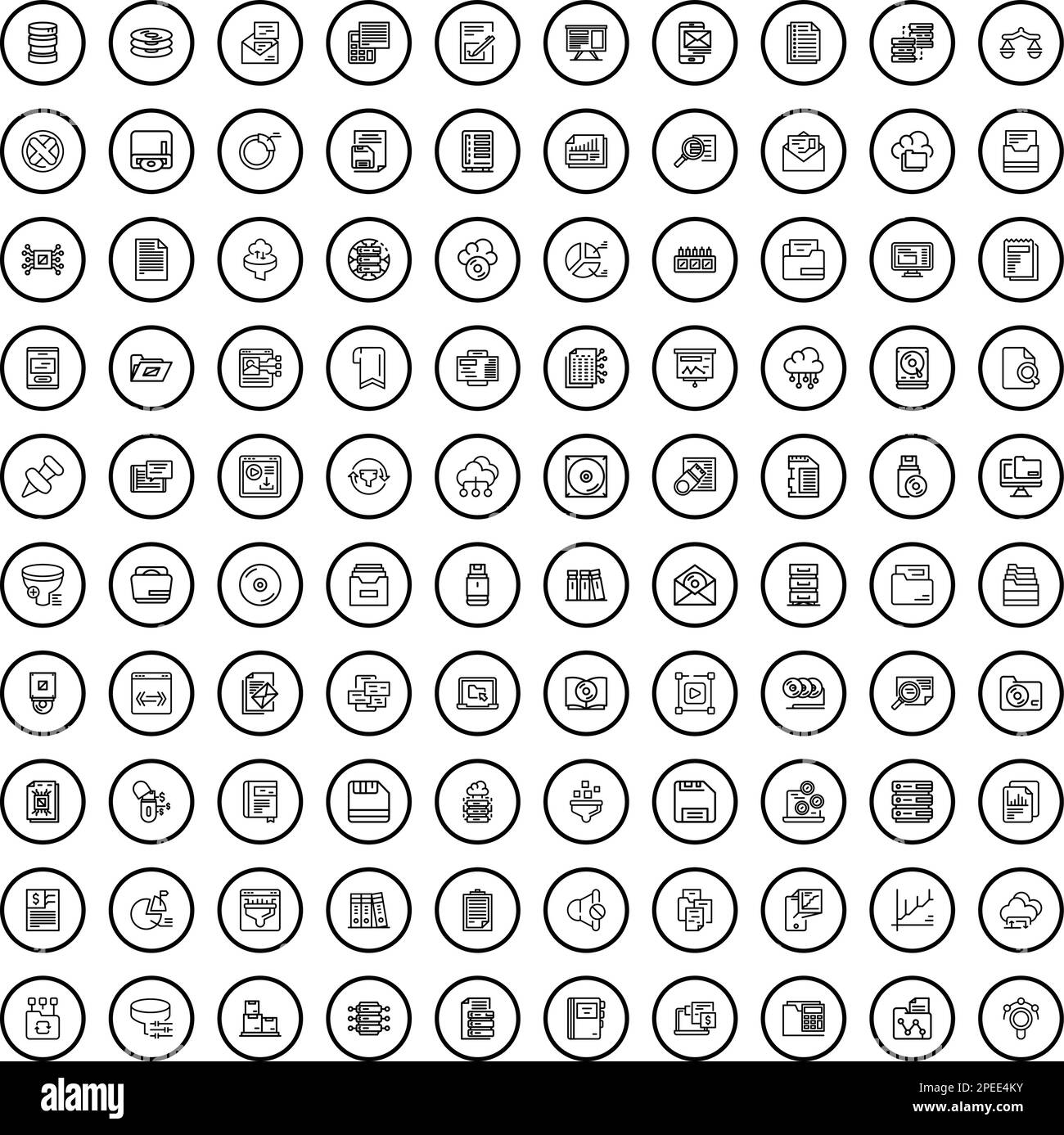 100 folder icons set. Outline illustration of 100 folder icons vector ...
