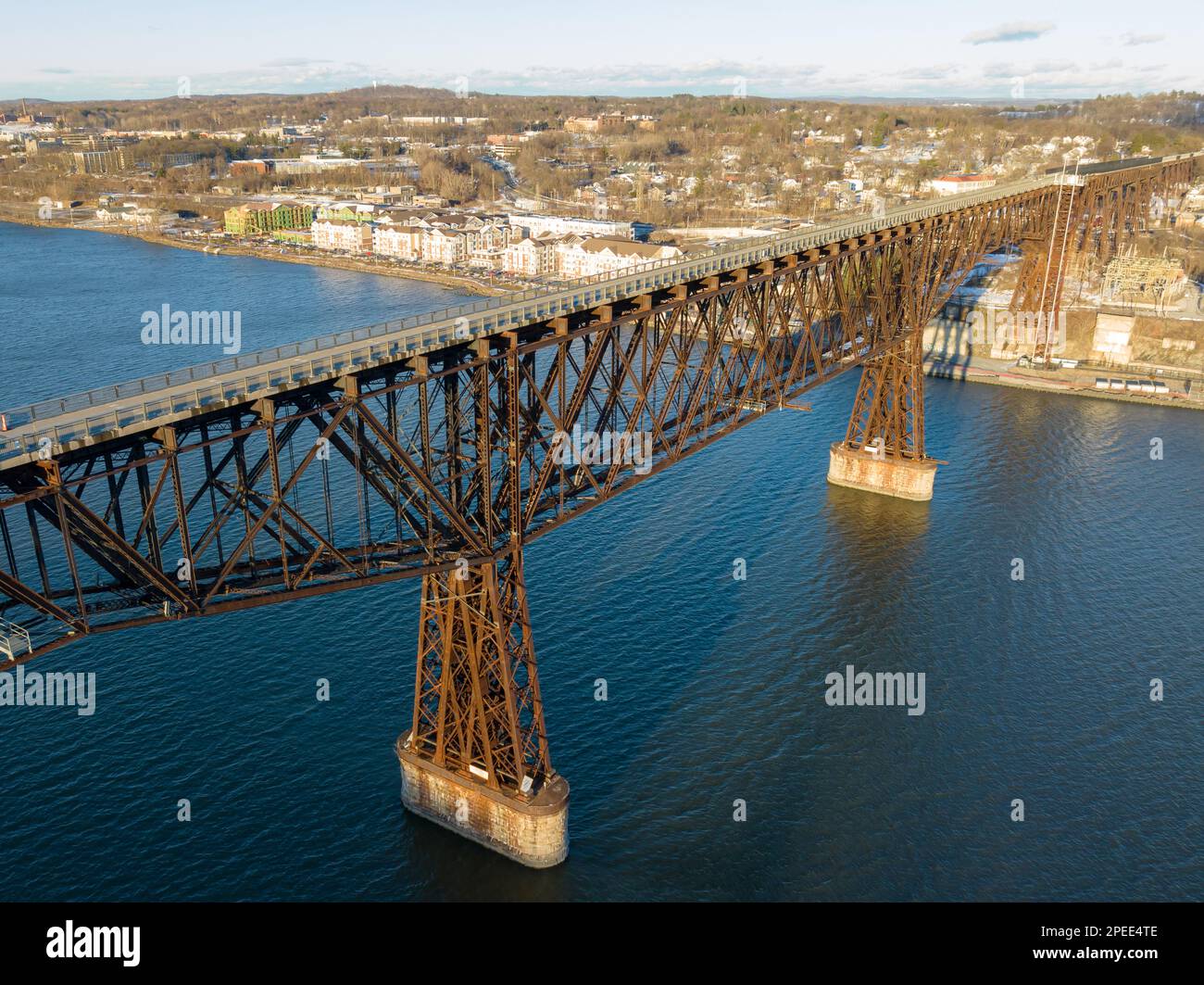 Aerial photo of a walkway bridge near Poughkeepsie NY over the Hudson ...