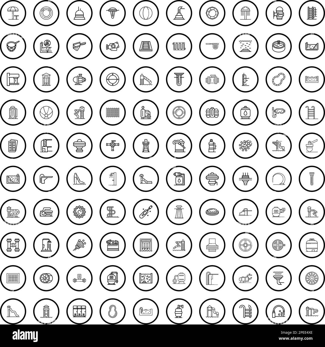 100 pool icons set. Outline illustration of 100 pool icons vector set ...