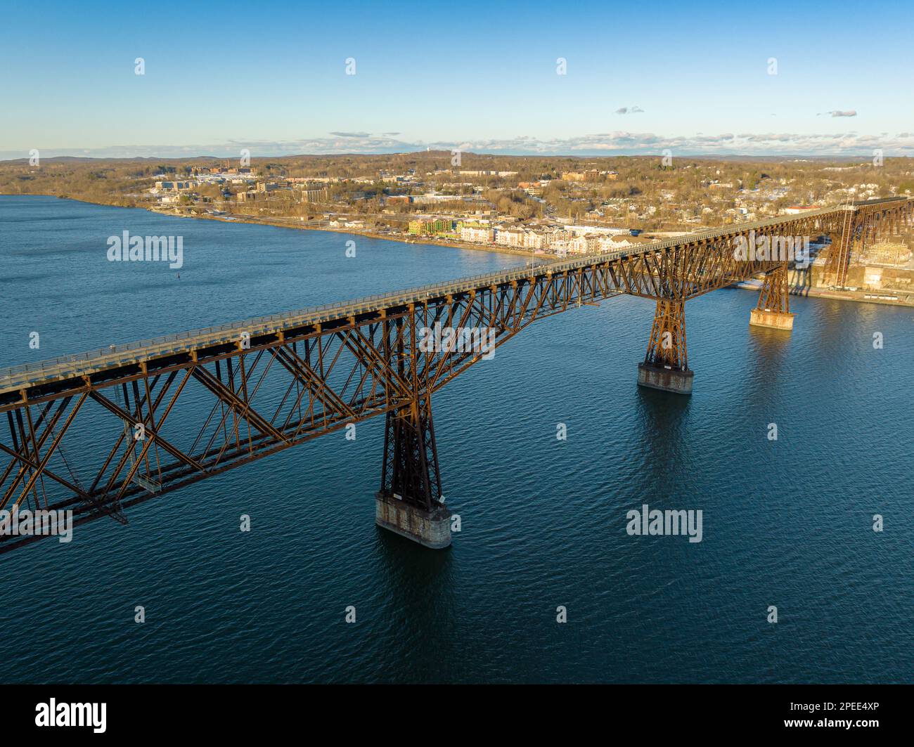 Aerial photo of a walkway bridge near Poughkeepsie NY over the Hudson ...