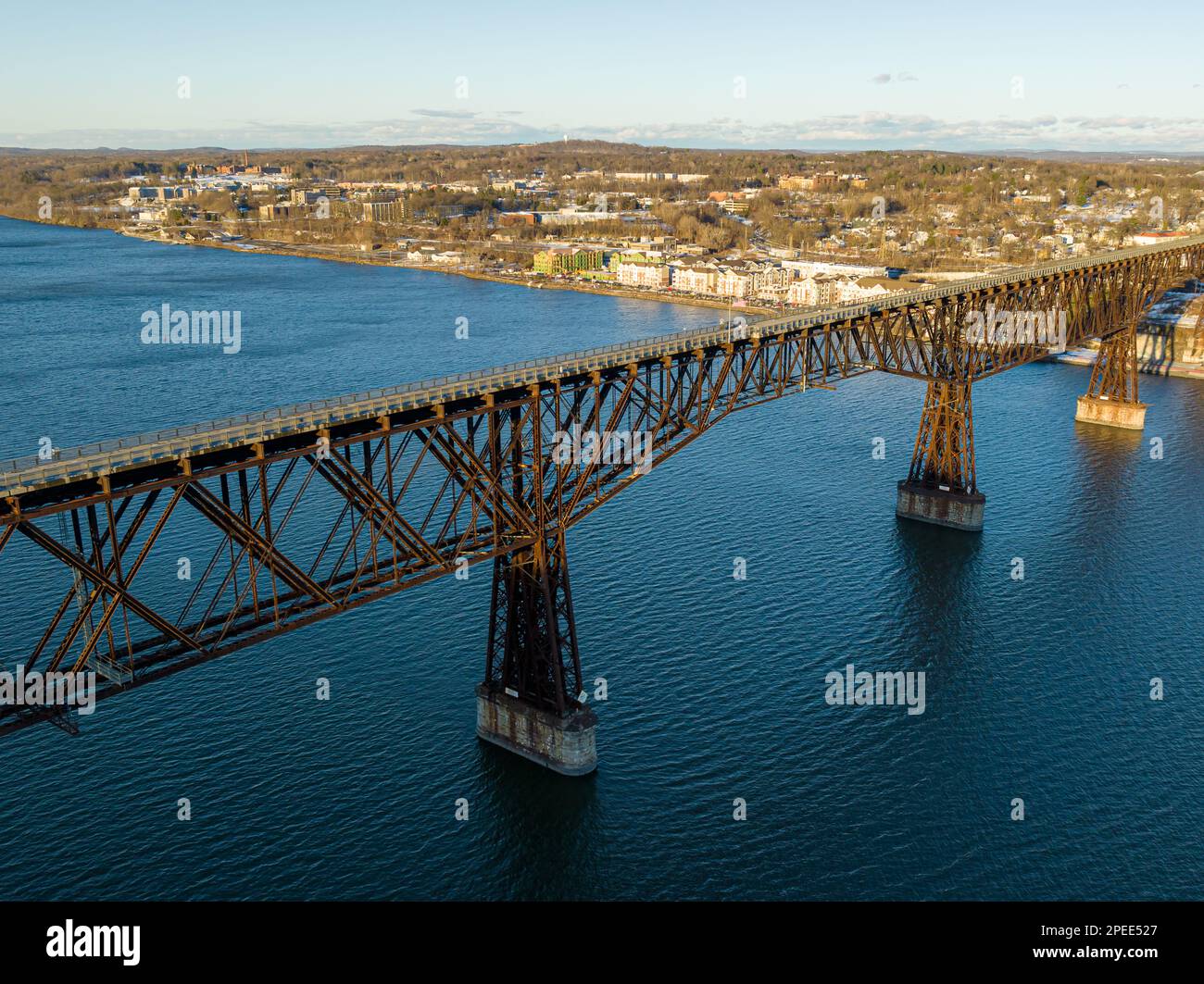 Aerial photo of a walkway bridge near Poughkeepsie NY over the Hudson ...