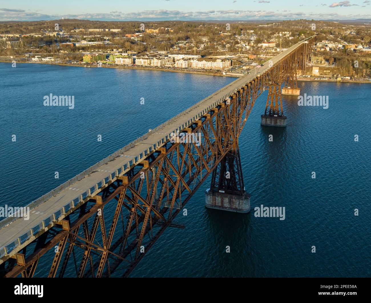 Aerial photo of a walkway bridge near Poughkeepsie NY over the Hudson ...