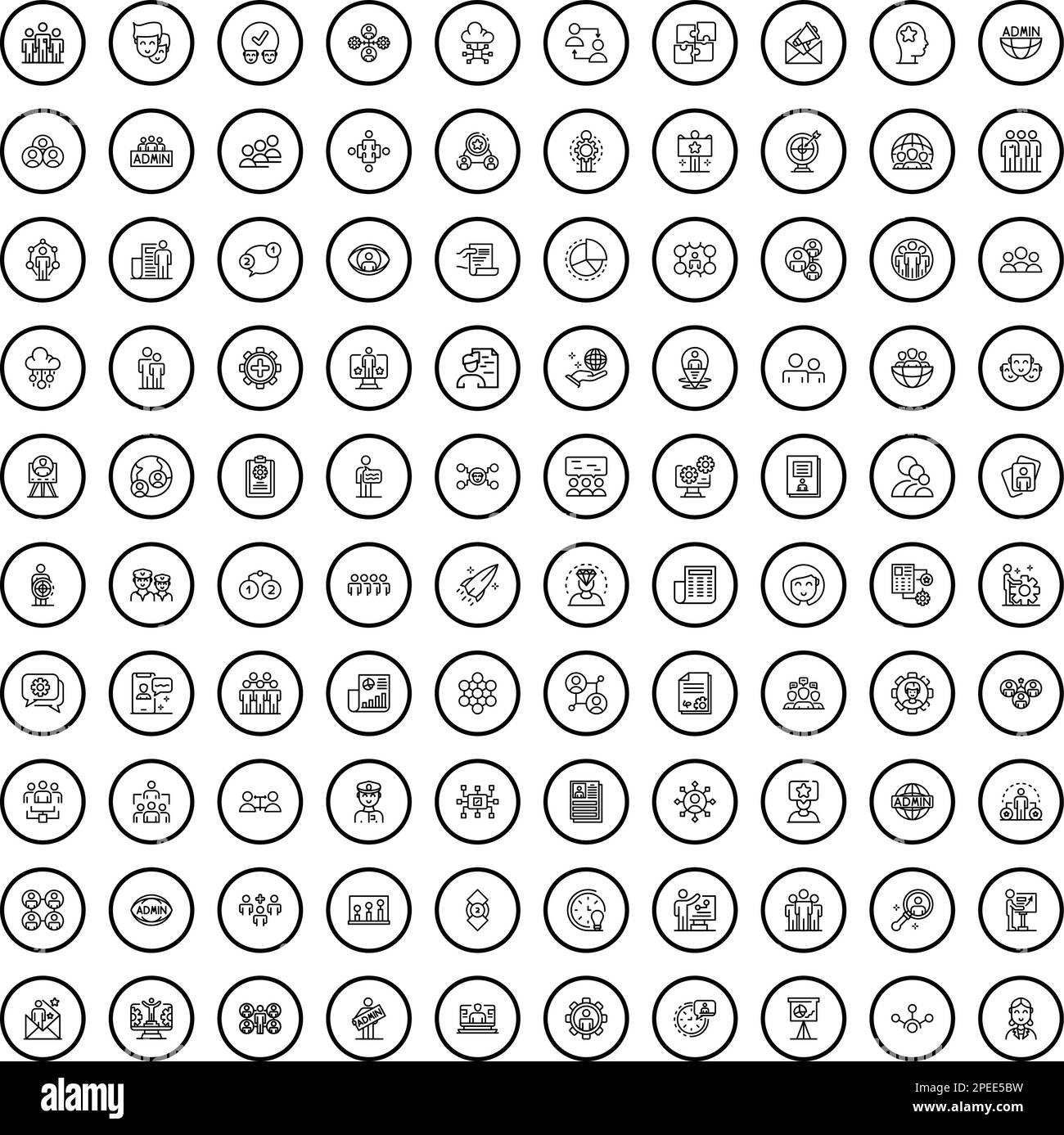 100 profession icons set. Outline illustration of 100 profession icons ...