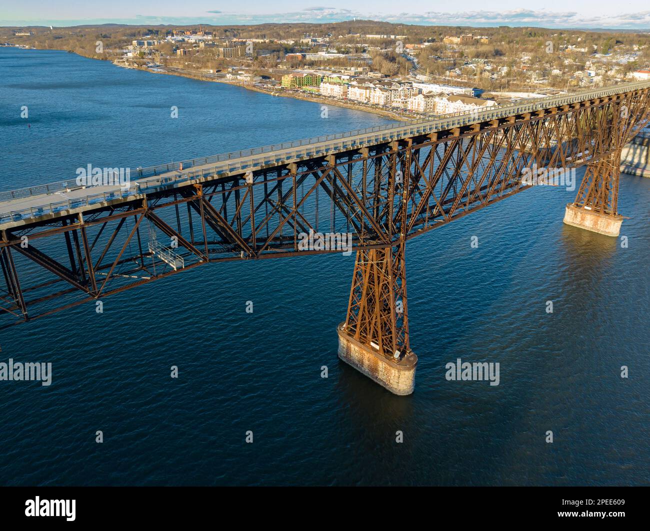 Aerial photo of a walkway bridge near Poughkeepsie NY over the Hudson ...