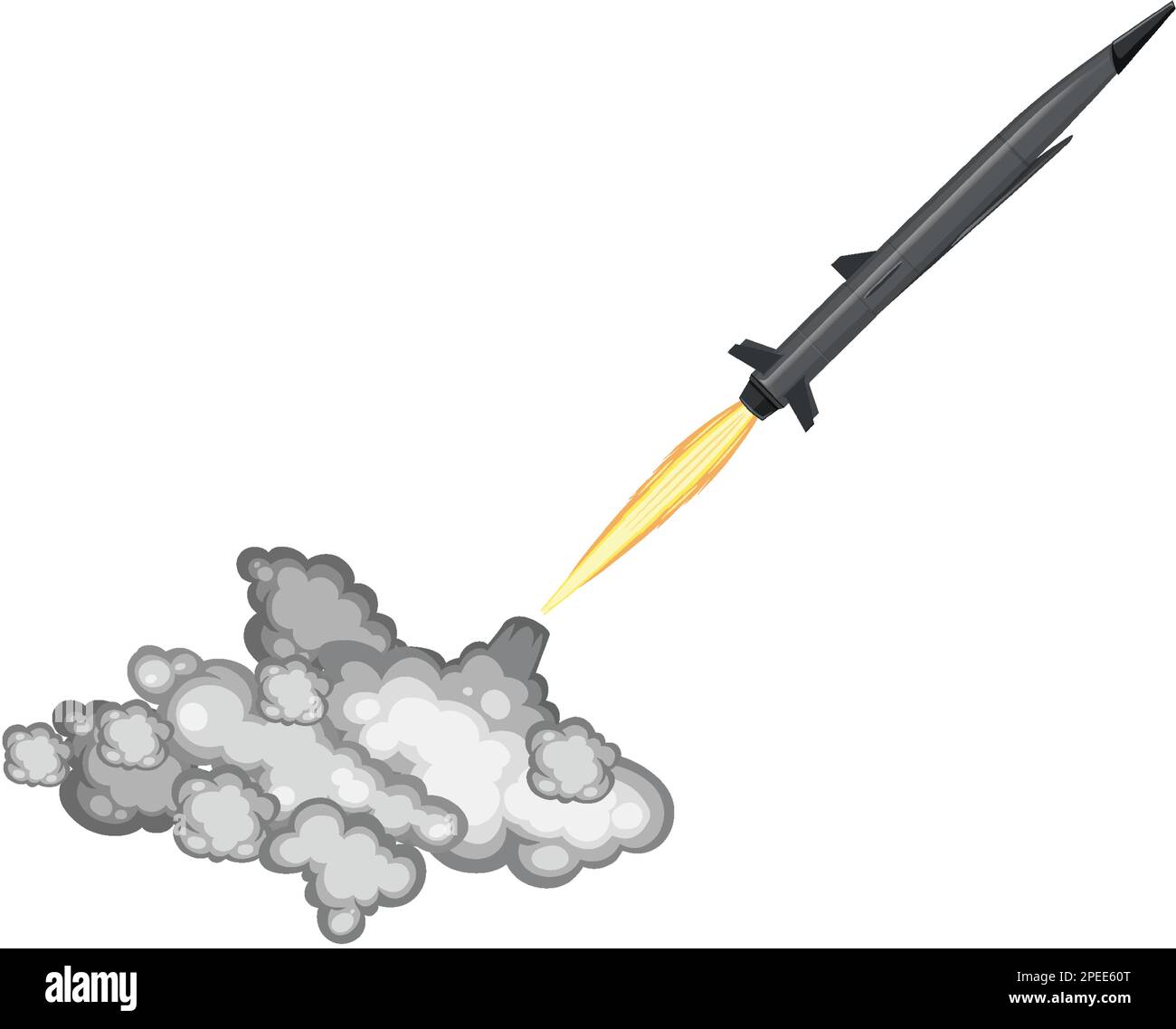 Hypersonic missile launch with smoke trail illustration Stock Vector ...