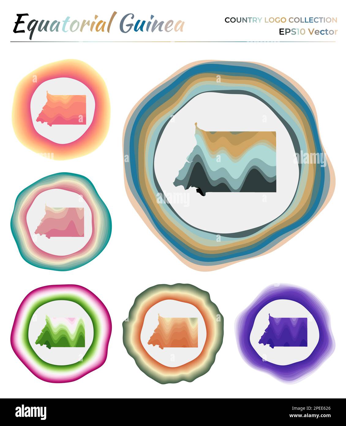 Equatorial Guinea logo collection. Colorful badge of the country ...