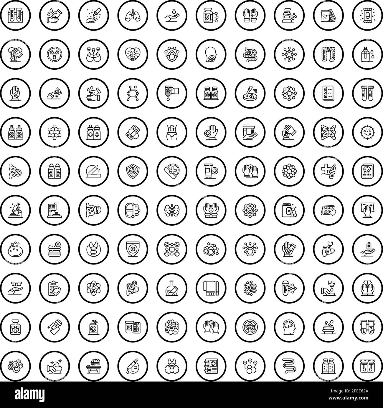 100 health icons set. Outline illustration of 100 health icons vector ...