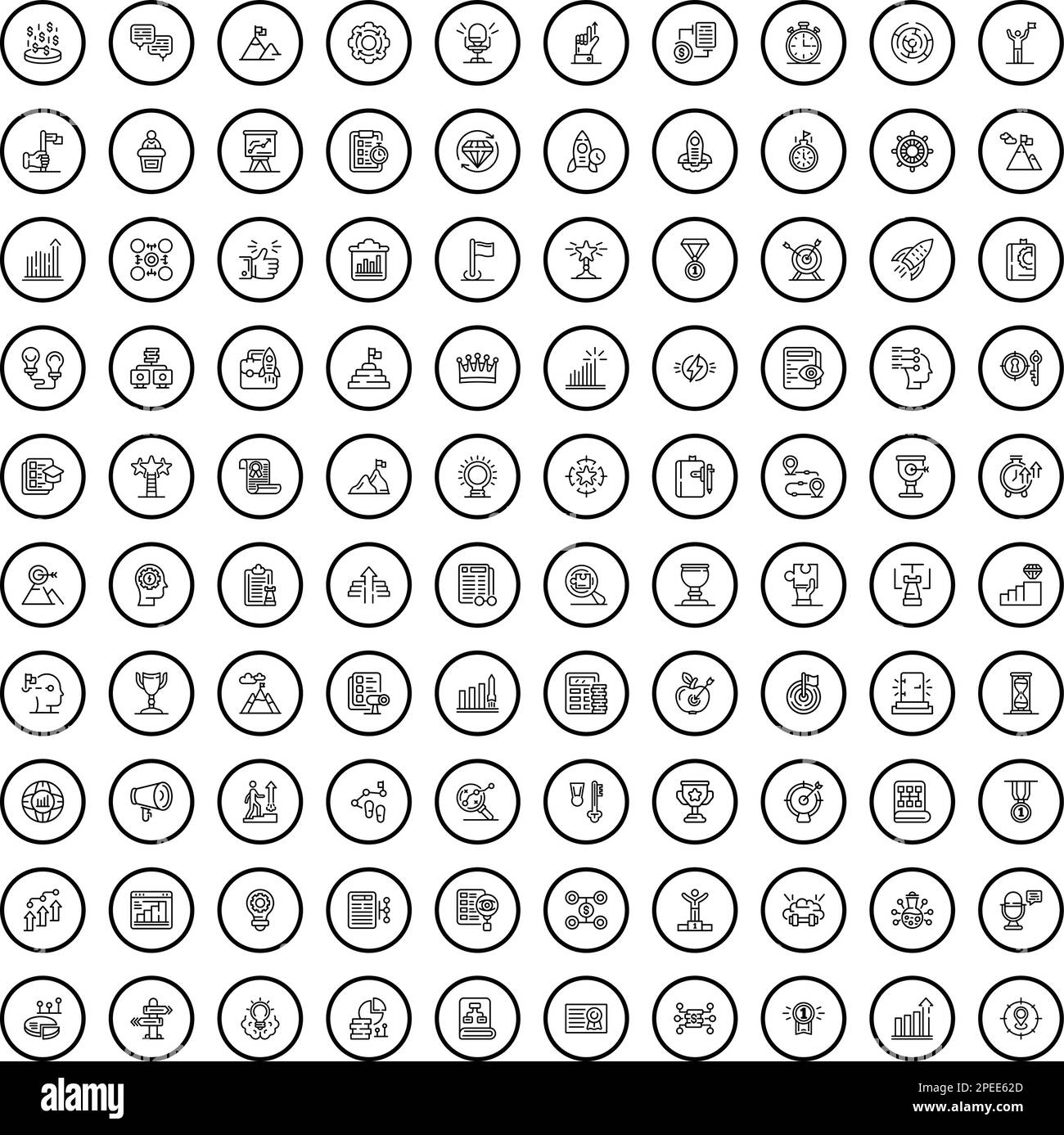 100 victory icons set. Outline illustration of 100 victory icons vector ...