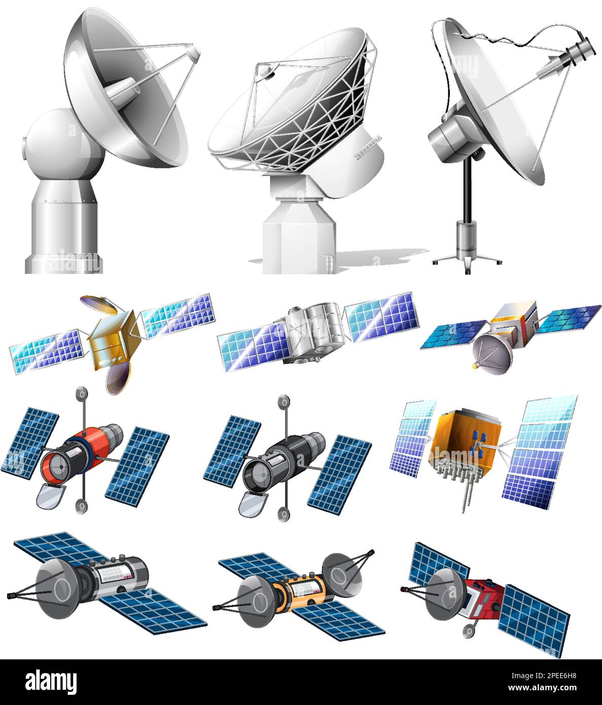 Collection of Different Satellites illustration Stock Vector Image ...
