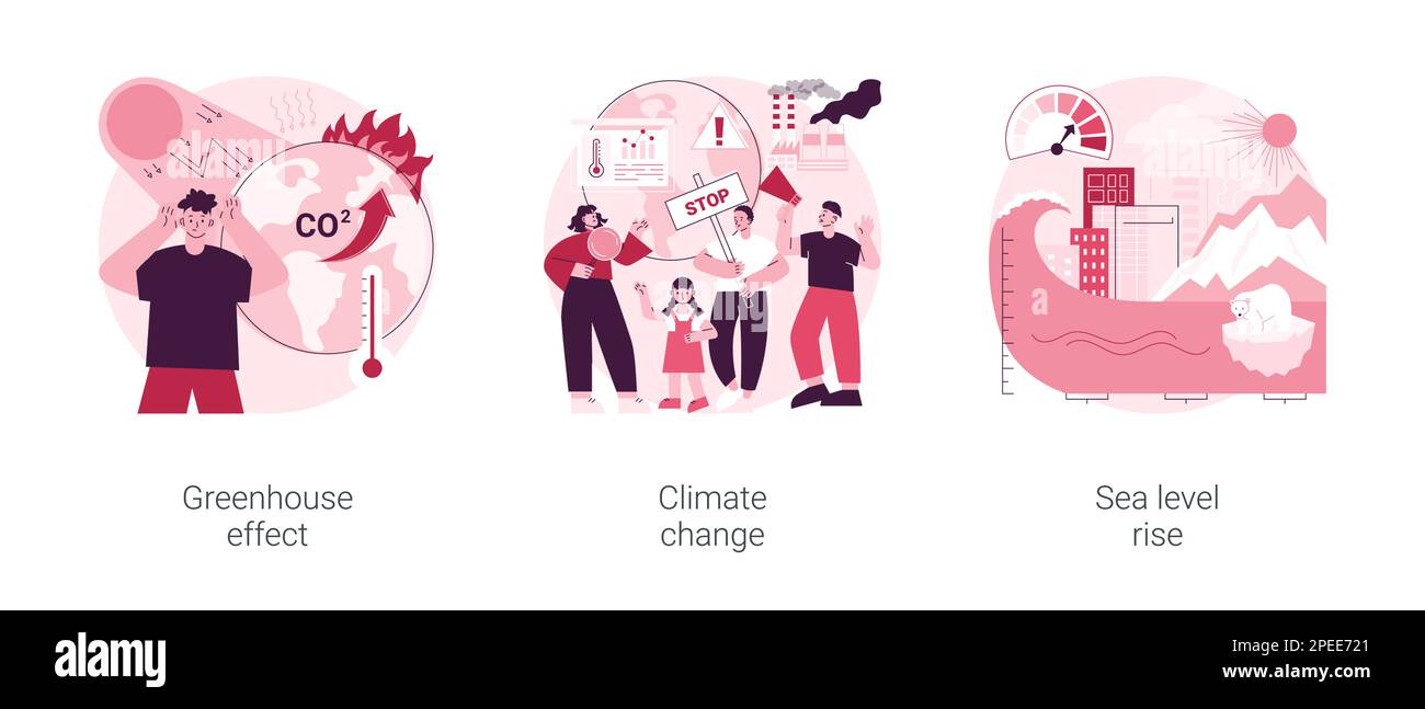Global warming abstract concept vector illustration set. Greenhouse ...