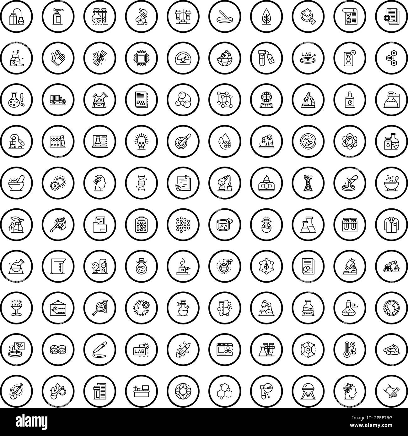 100 research icons set. Outline illustration of 100 research icons ...