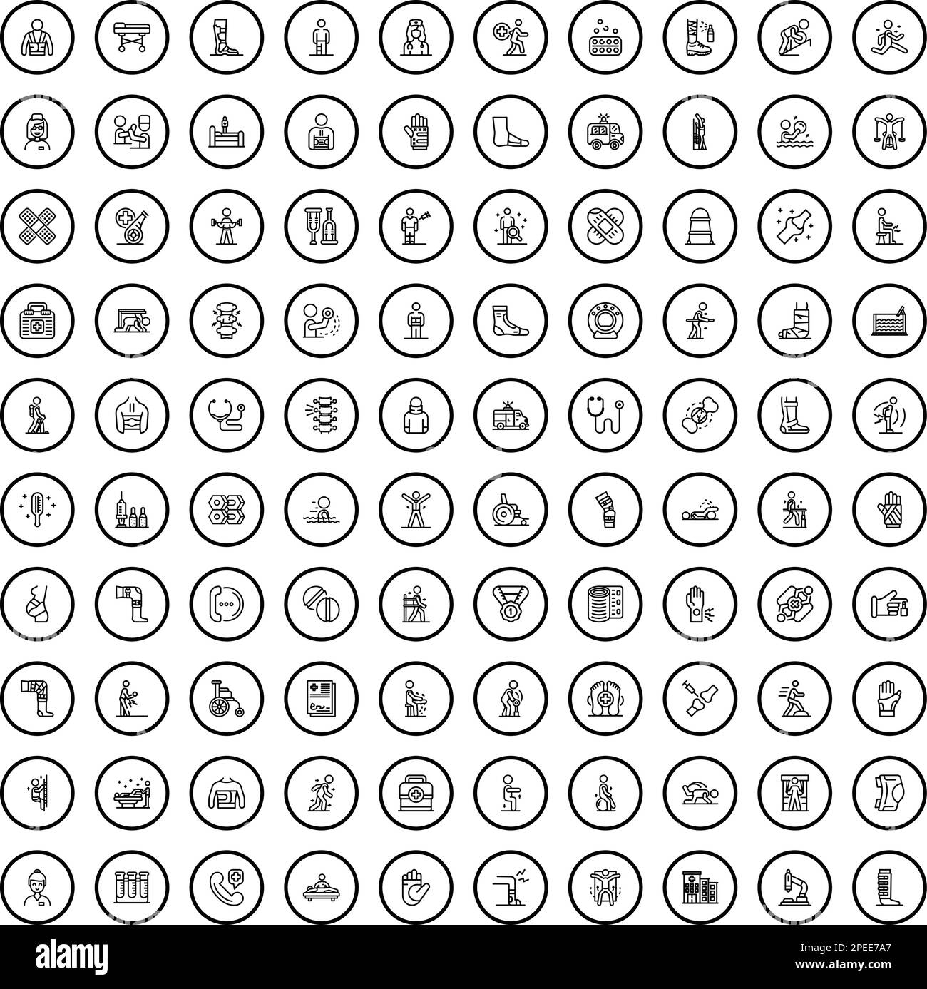 100 injury icons set. Outline illustration of 100 injury icons vector ...