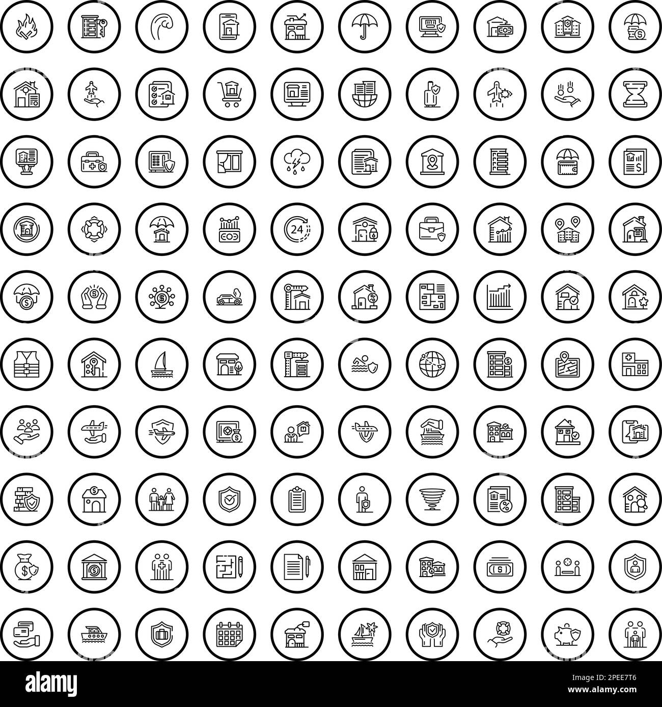 100 insurance icons set. Outline illustration of 100 insurance icons ...
