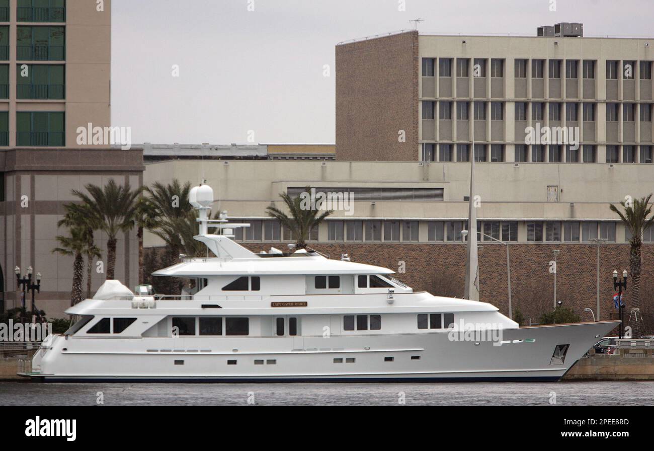 The yacht Lady Gayle Marie sits along the waterfront in Jacksonville ...