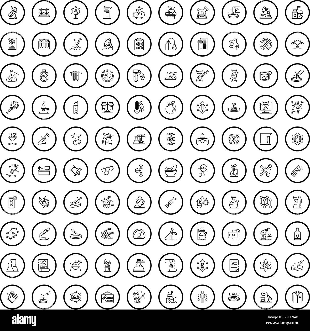 100 laboratory icons set. Outline illustration of 100 laboratory icons ...