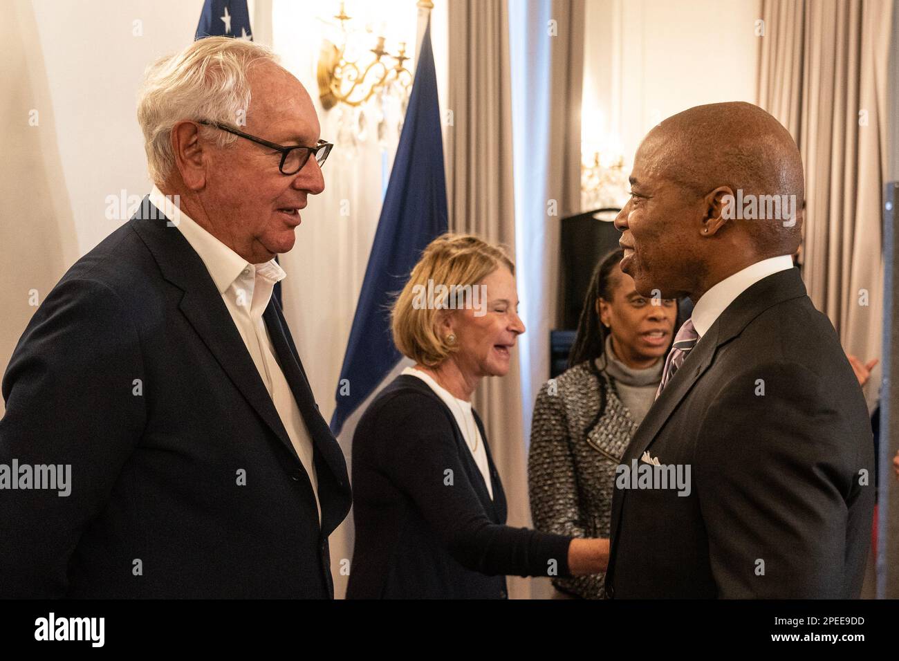 New York, USA. 15th Mar, 2023. Mayor Eric Adams speaks with Daniel ...