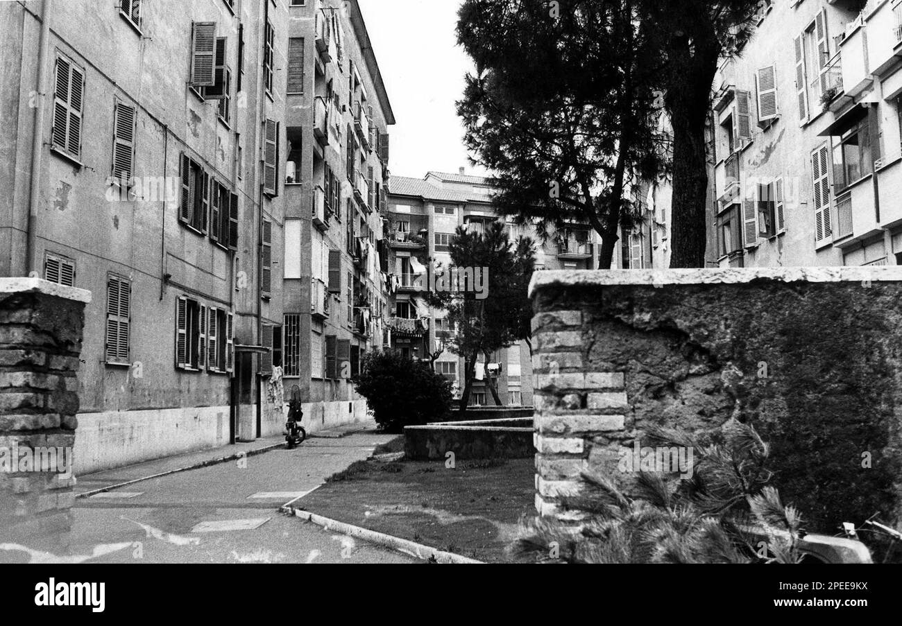 A street in Primavalle district, a suburb in northern of Rome, is seen ...