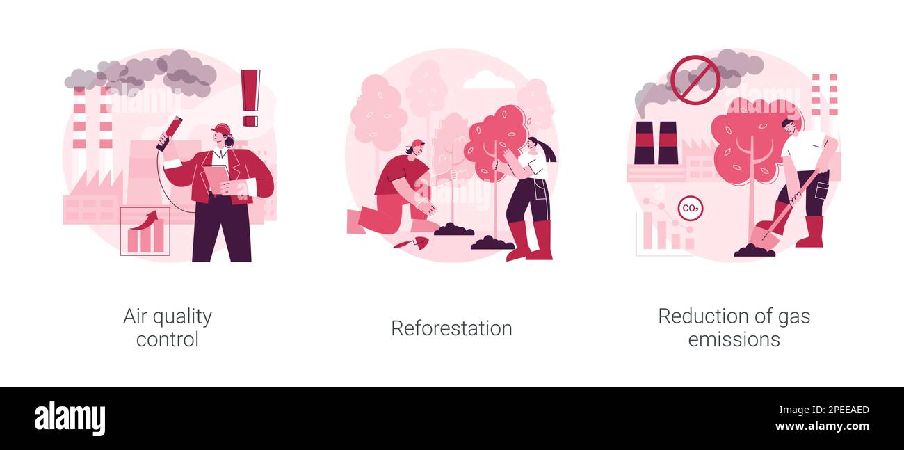 Containment of global warming abstract concept vector illustration set ...