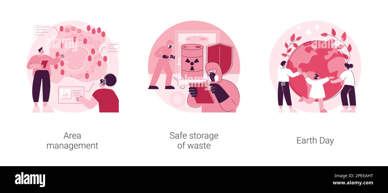 Environmental protection abstract concept vector illustration set. Area ...