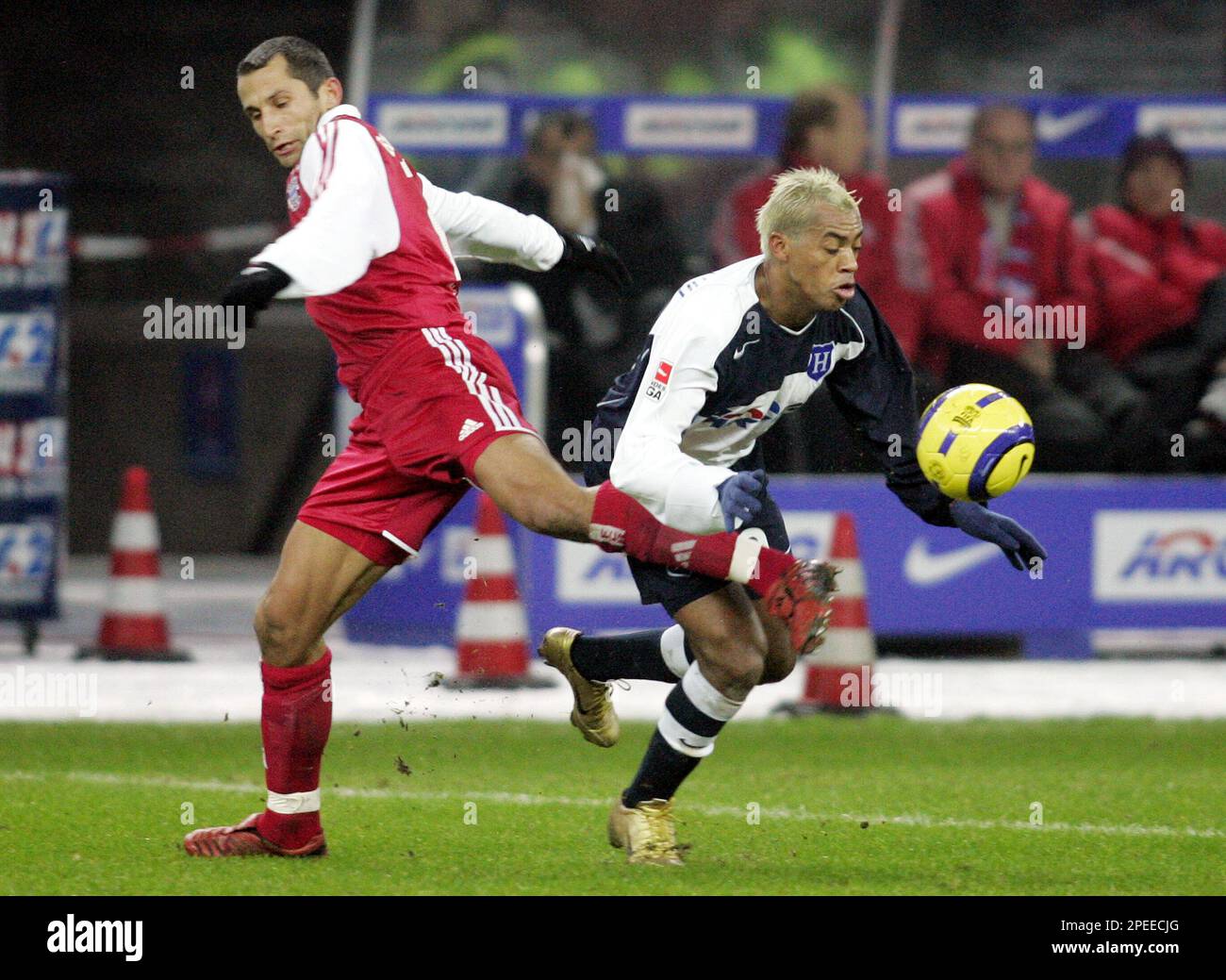 Berlin's Marcelinho from Brazil, right, challenges for the ball with ...