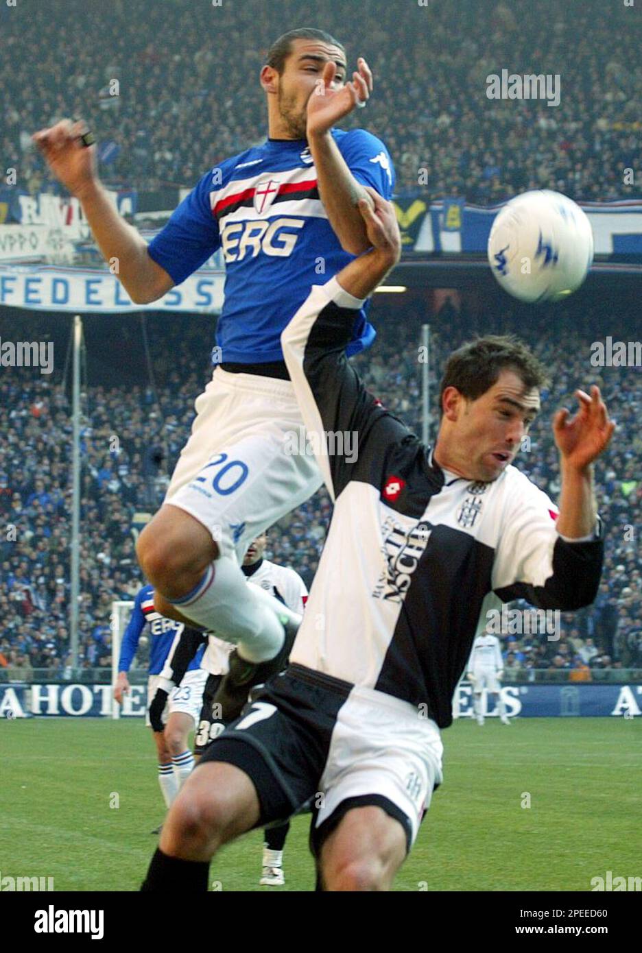 Sampdoria's Fausto Rossini, left, and Siena's Igor Tudor of Croatia in ...