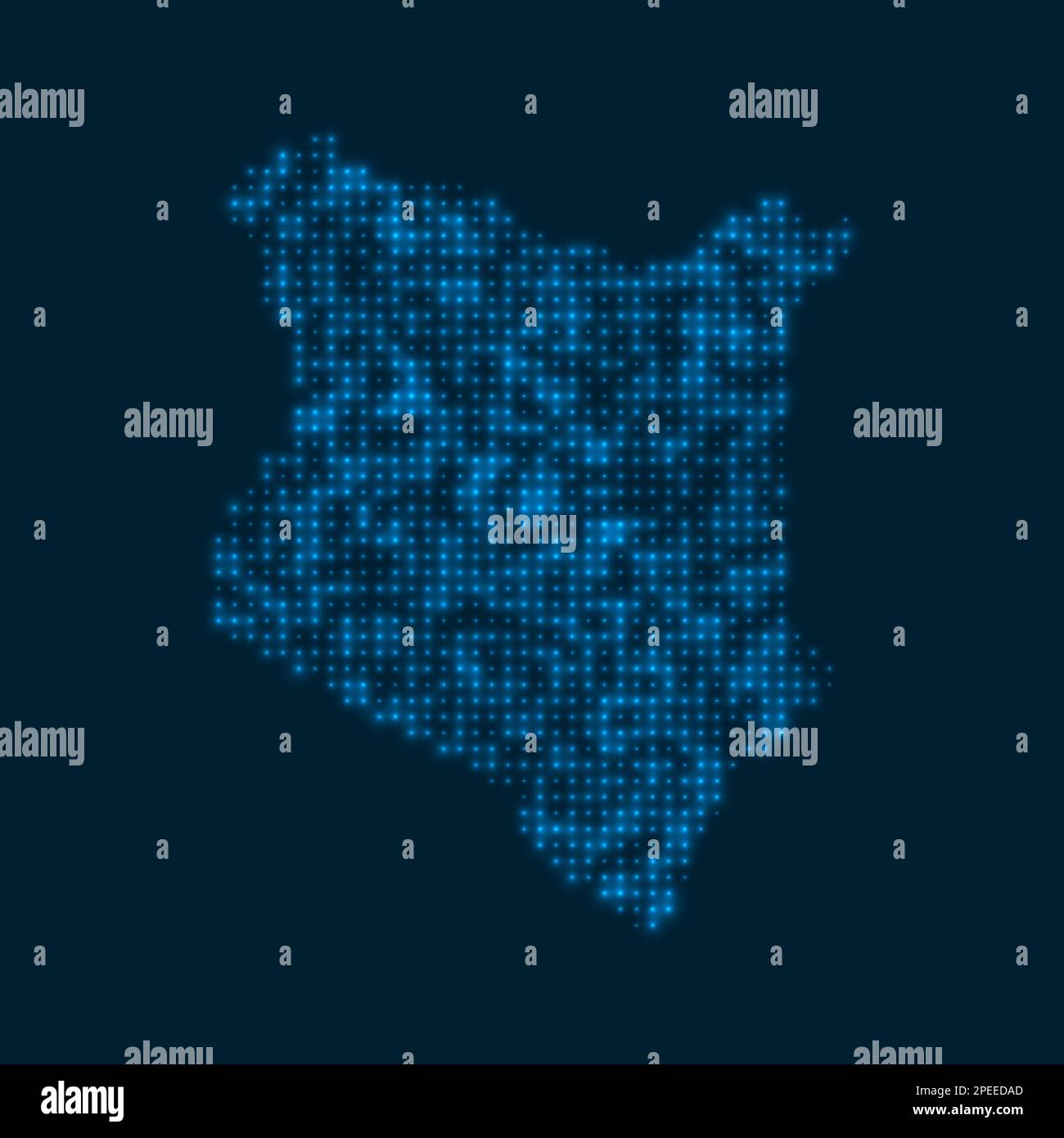 Kenya dotted glowing map. Shape of the country with blue bright bulbs ...