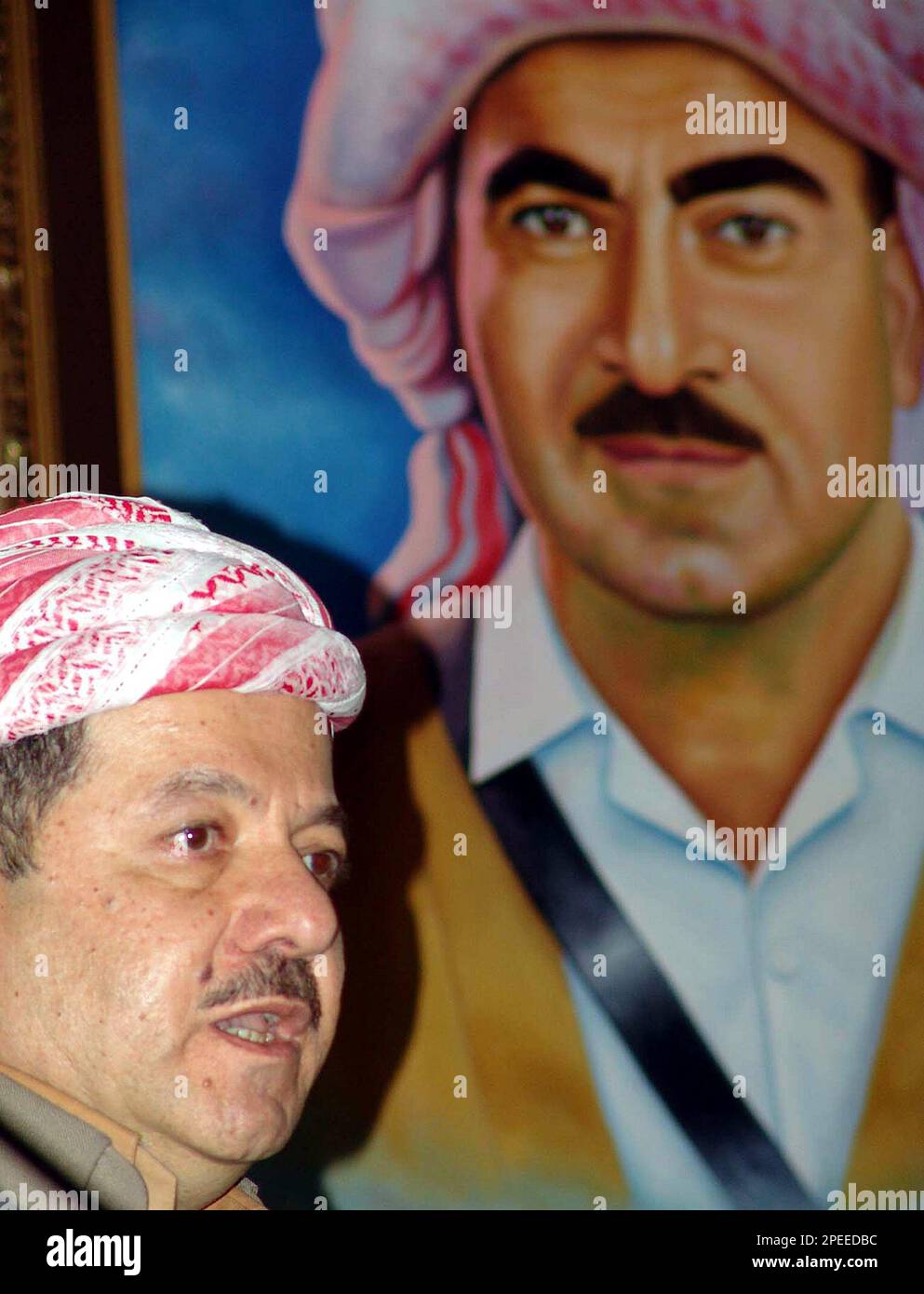 Massoud Barzani, leader of the Kurdistan Democratic Party, is seen in ...