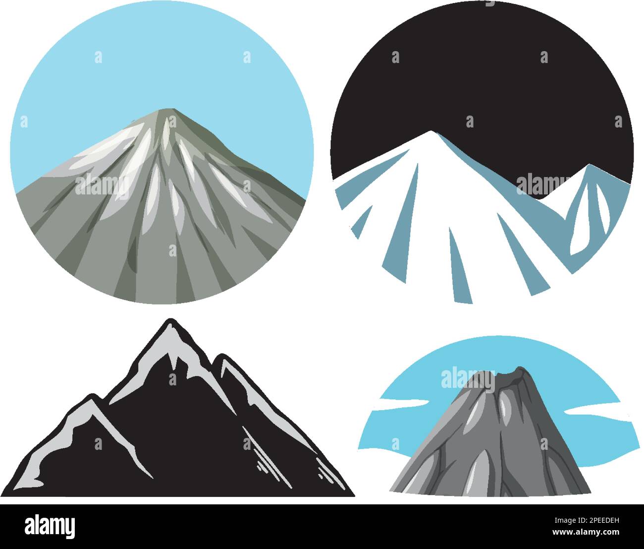 Set of mountains in different style icon illustration Stock Vector ...