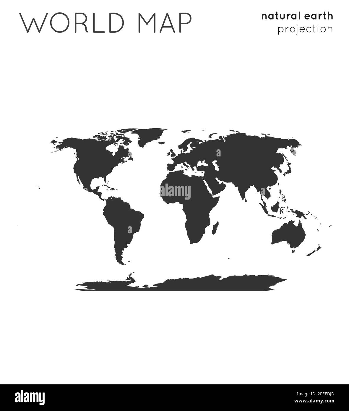 World map. Globe in natural earth projection, plain style. Modern ...