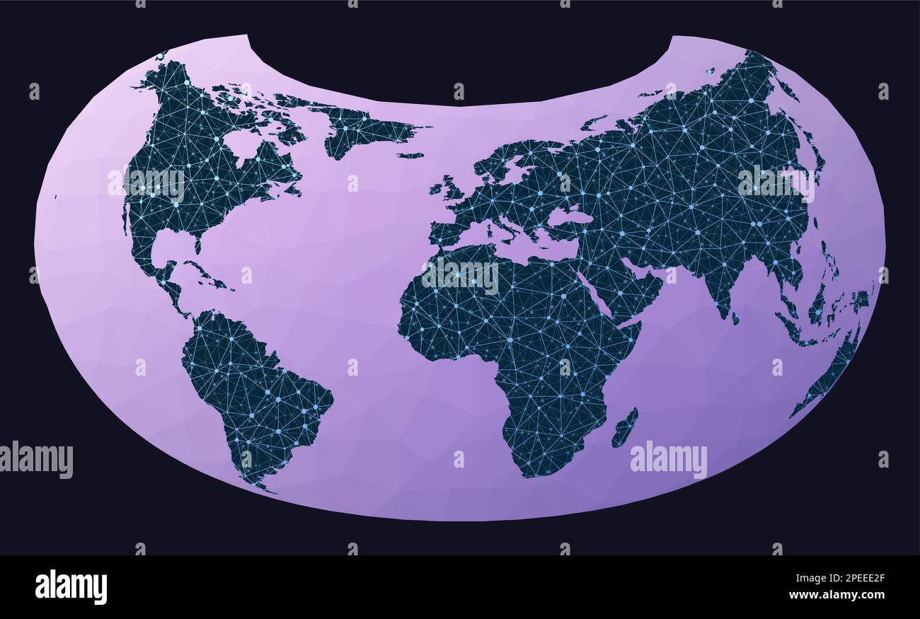 Communications network map. Armadillo projection. World network map ...