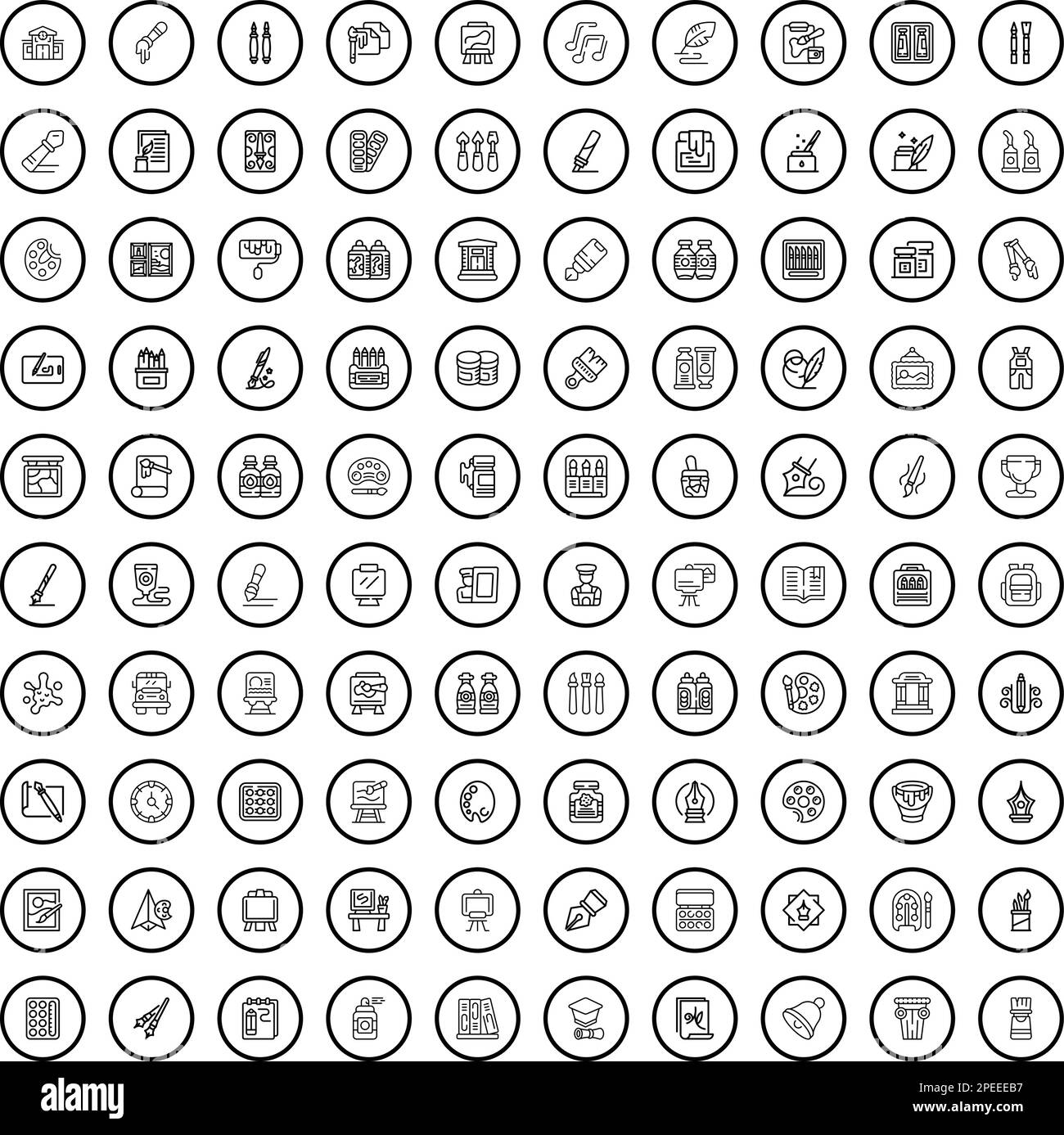 100 paint icons set. Outline illustration of 100 paint icons vector set ...
