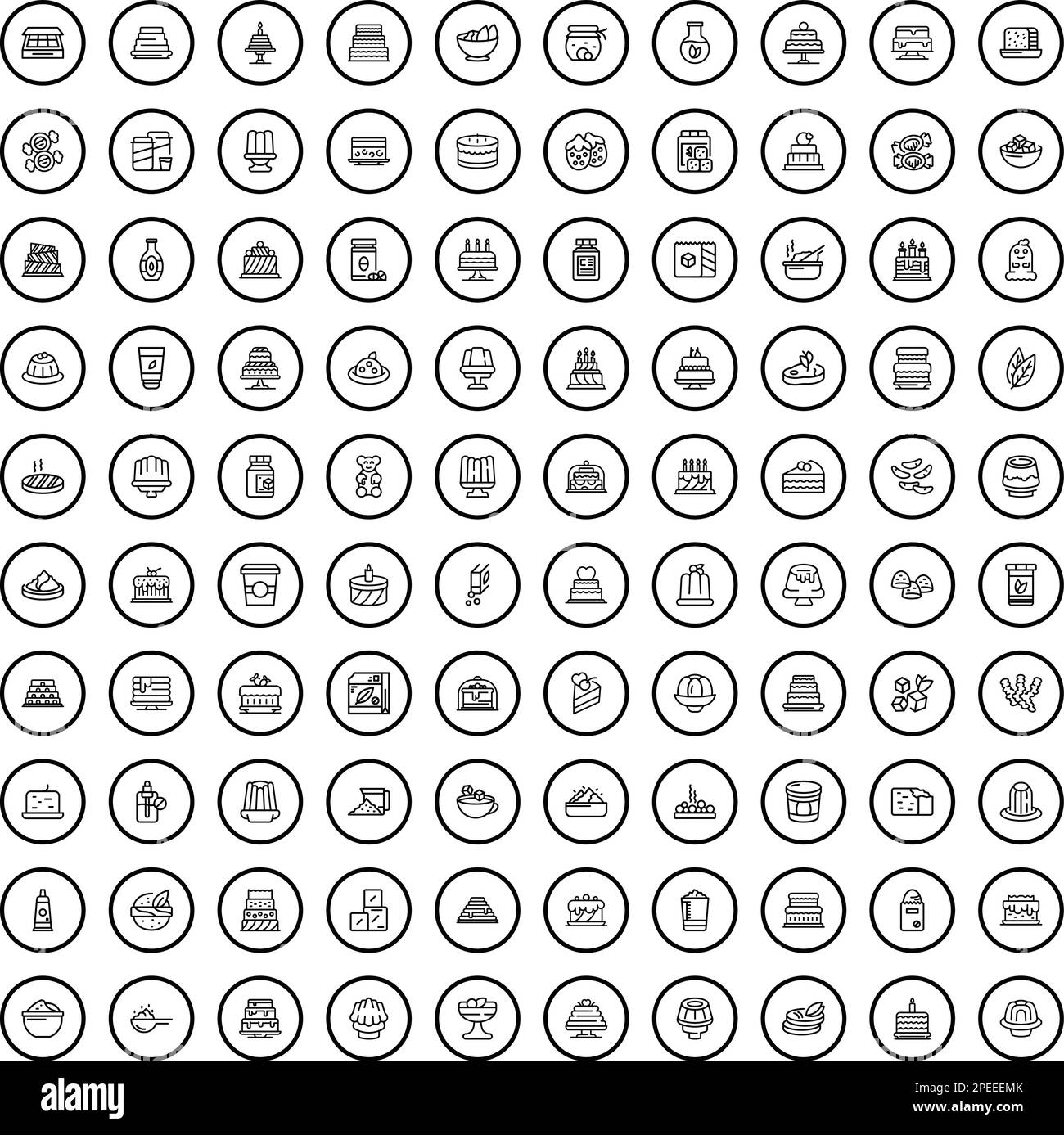 100 sweet icons set. Outline illustration of 100 sweet icons vector set ... 100 sweet icons set. Outline illustration of 100 sweet icons vector set ...