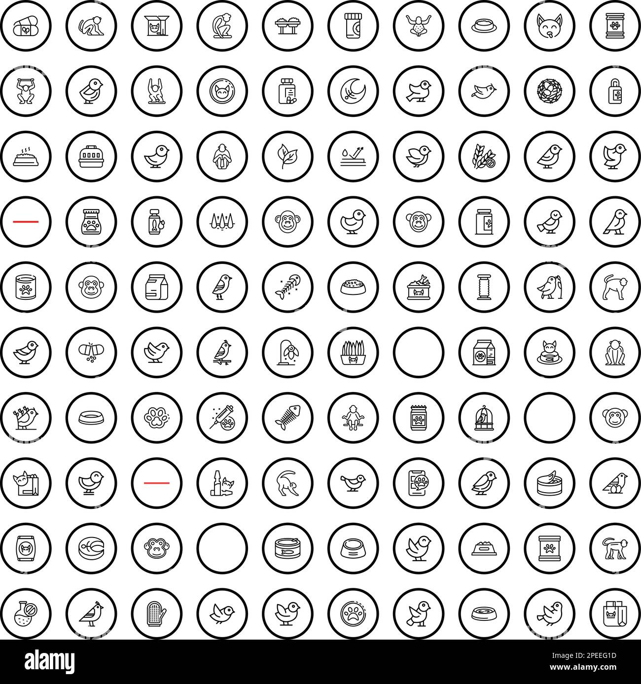 100 pet icons set. Outline illustration of 100 pet icons vector set ...